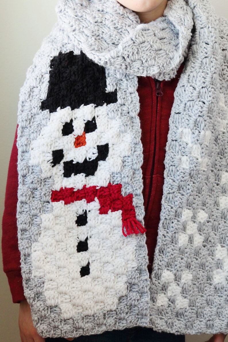 C2C Crochet Snowman Scarf Pattern Digital Download Crochet - Etsy