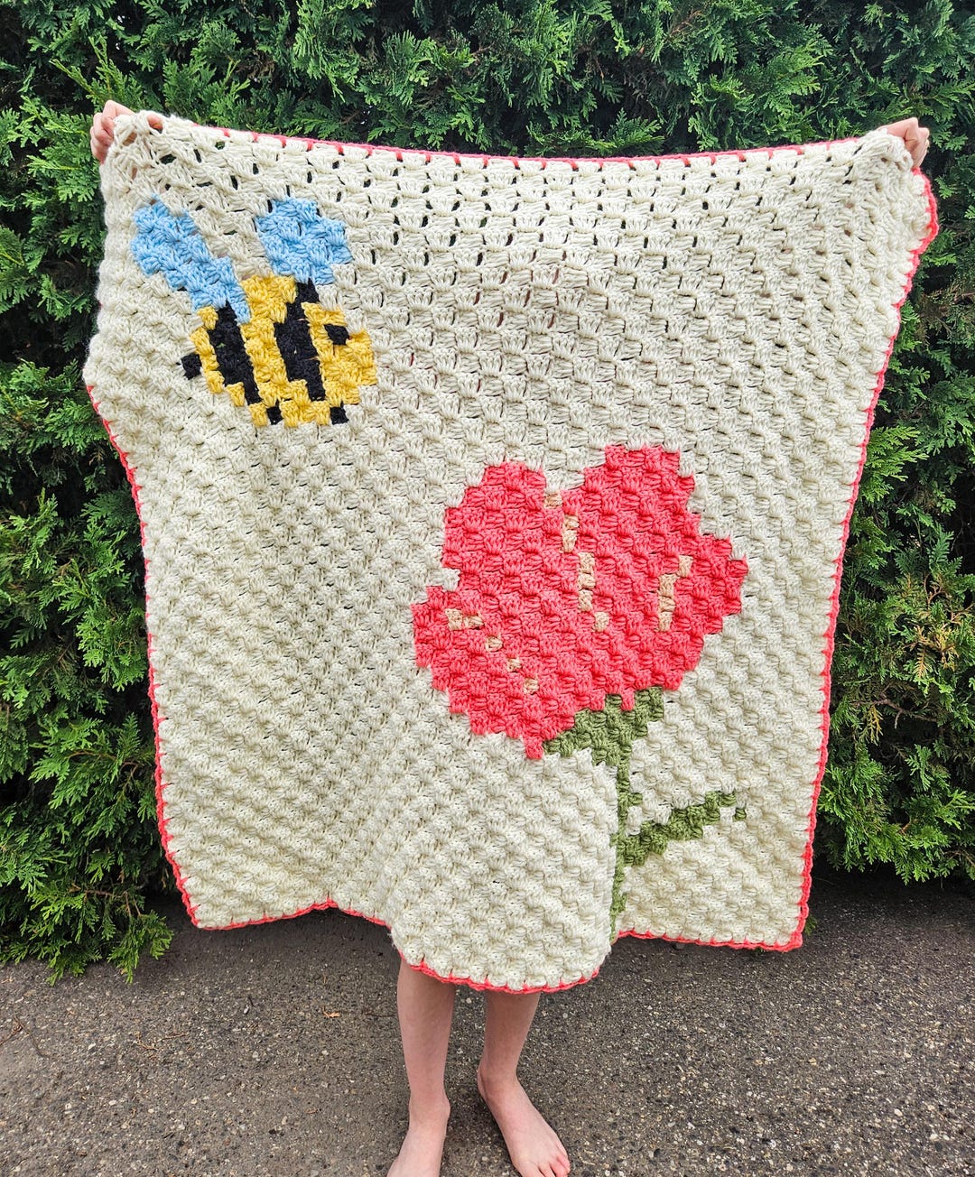 Bumble Bee Baby Blanket Pattern | Honey Bee Blanket | Flower Baby Blanket | C2C Baby Blanket ...