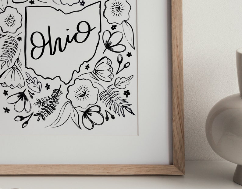 Ohio State Art, State Print, State Art, Home State Wall Art ...