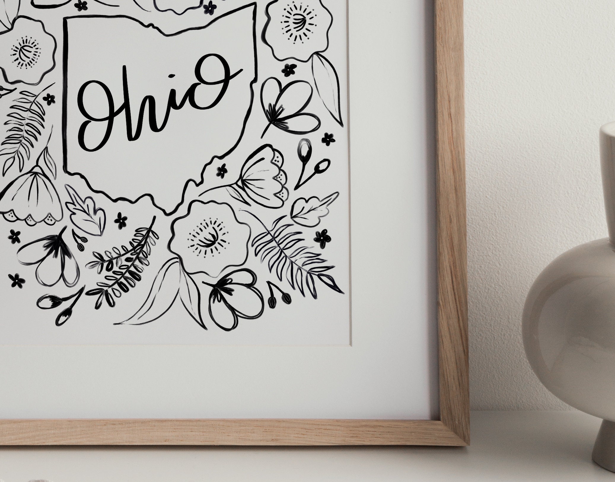 Ohio State Art, State Print, State Art, Home State Wall Art ...