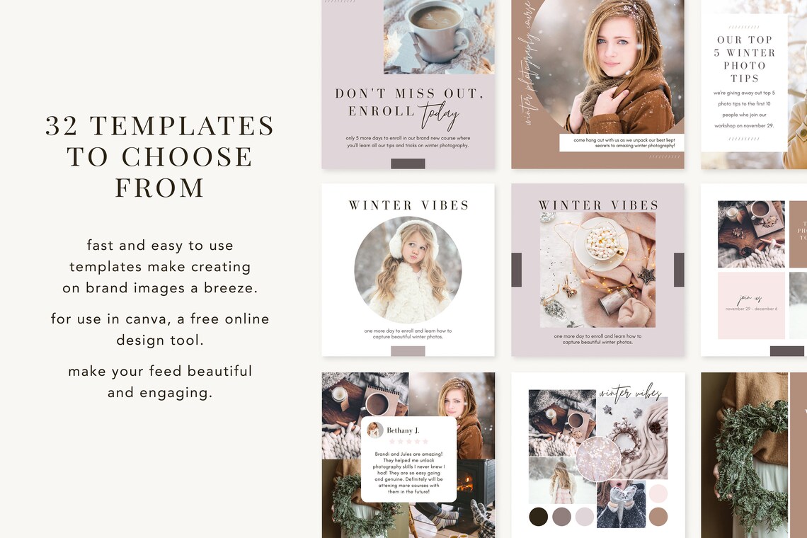 Online Course Marketing Canva Template Pack, Social Media Templates ...