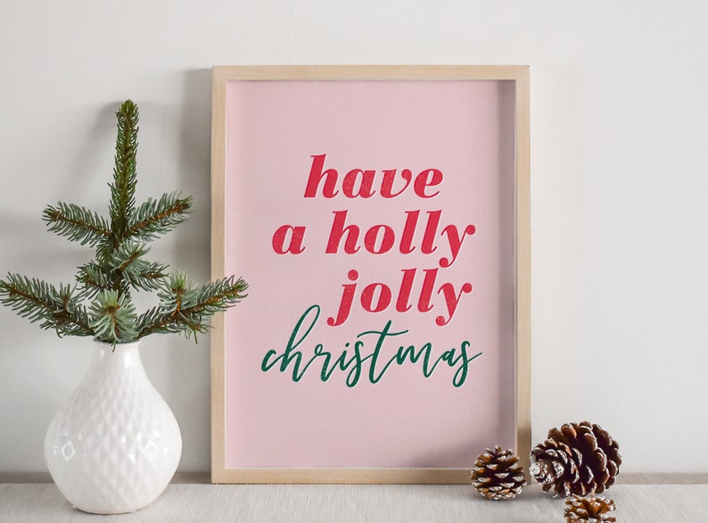 Holly Jolly Print, Christmas Printable Wall Art, Christmas Decor ...