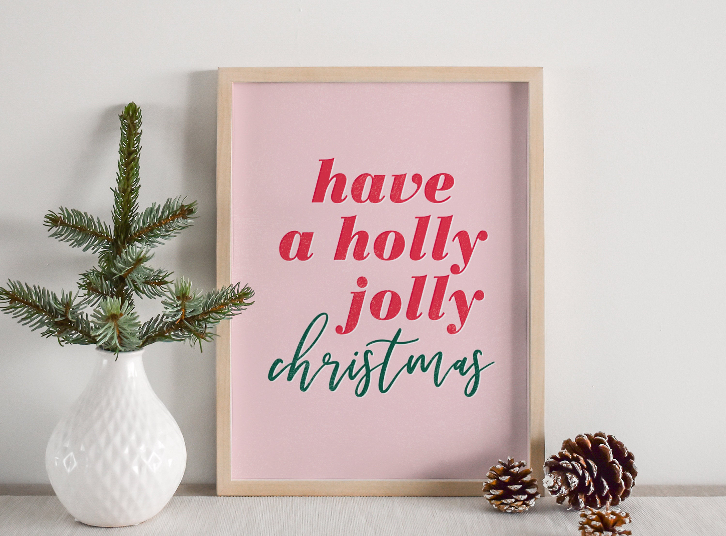 Holly Jolly Print, Christmas Printable Wall Art, Christmas Decor ...