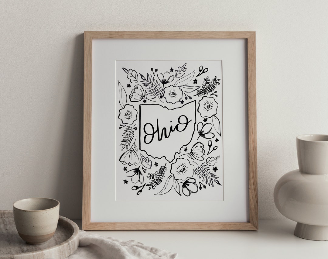 Ohio State Art, State Print, State Art, Home State Wall Art ...