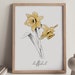 Yellow Flower Art Print, March Birth Month Flower, Yellow Flower ...