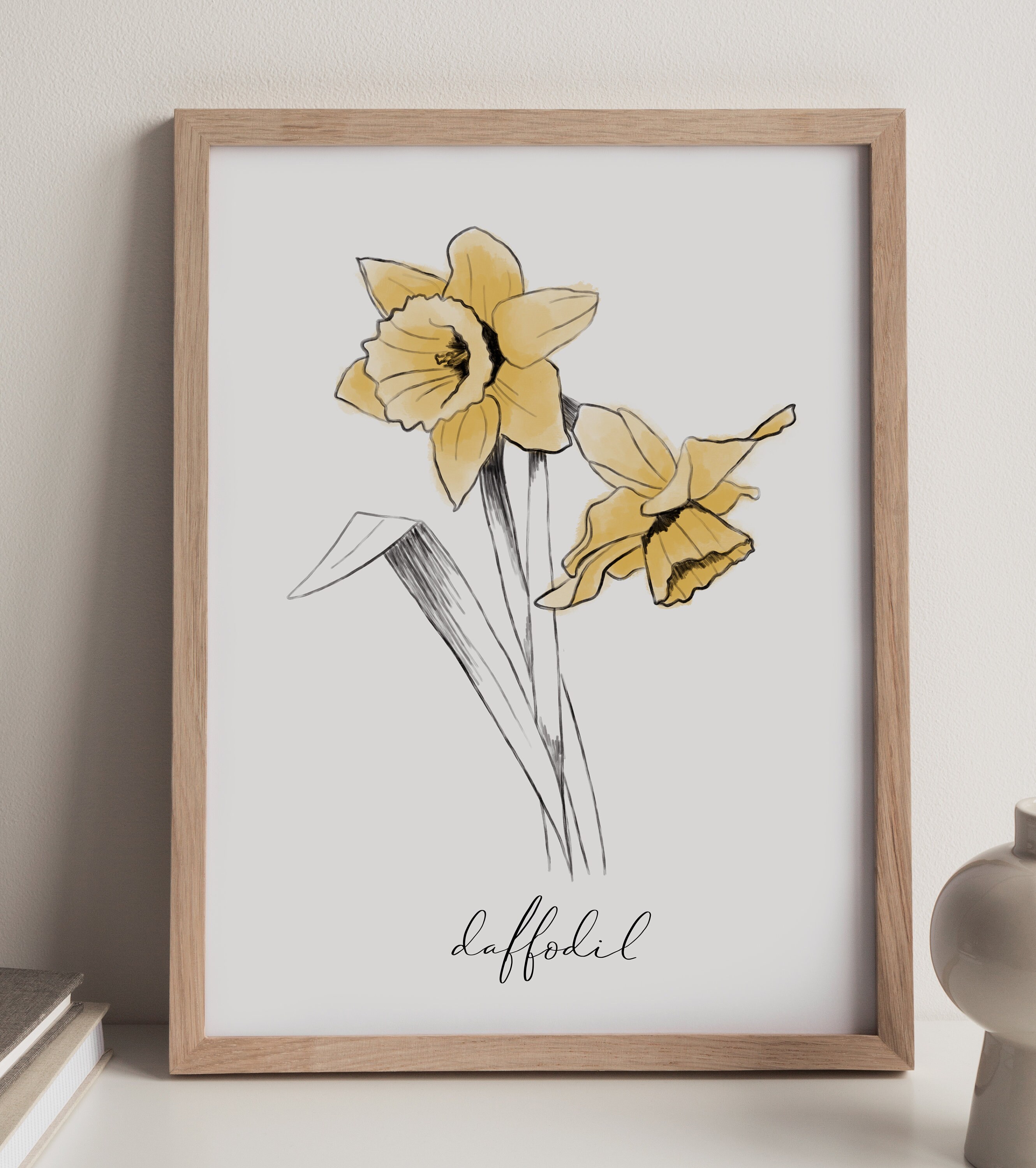 Yellow Flower Art Print, March Birth Month Flower, Yellow Flower ...