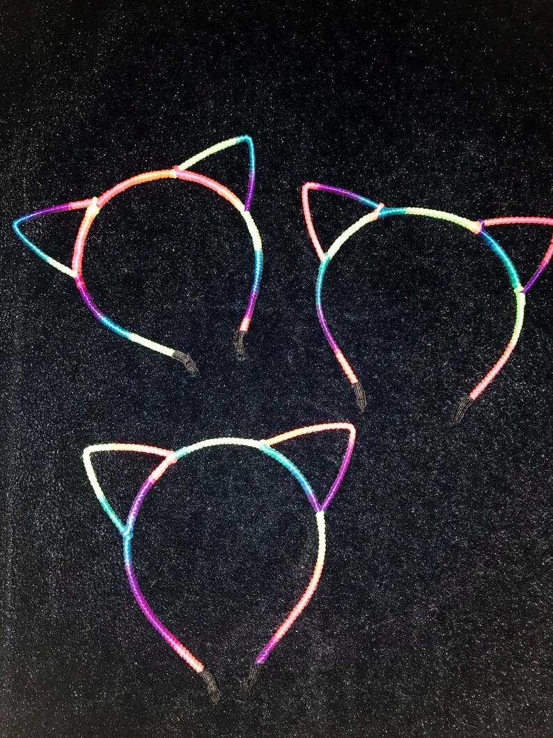 Rainbow Cat Ear Headband Etsy