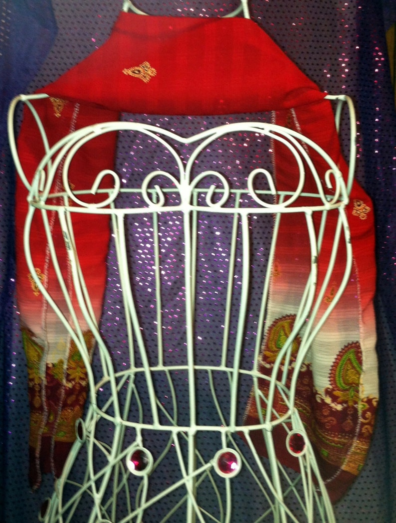 Red Indian Silk Chiffon Scarf - Etsy