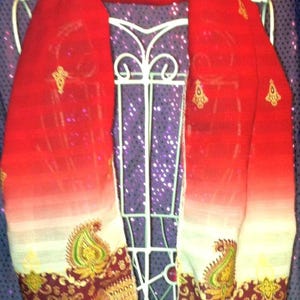 Red Indian Silk Chiffon Scarf - Etsy