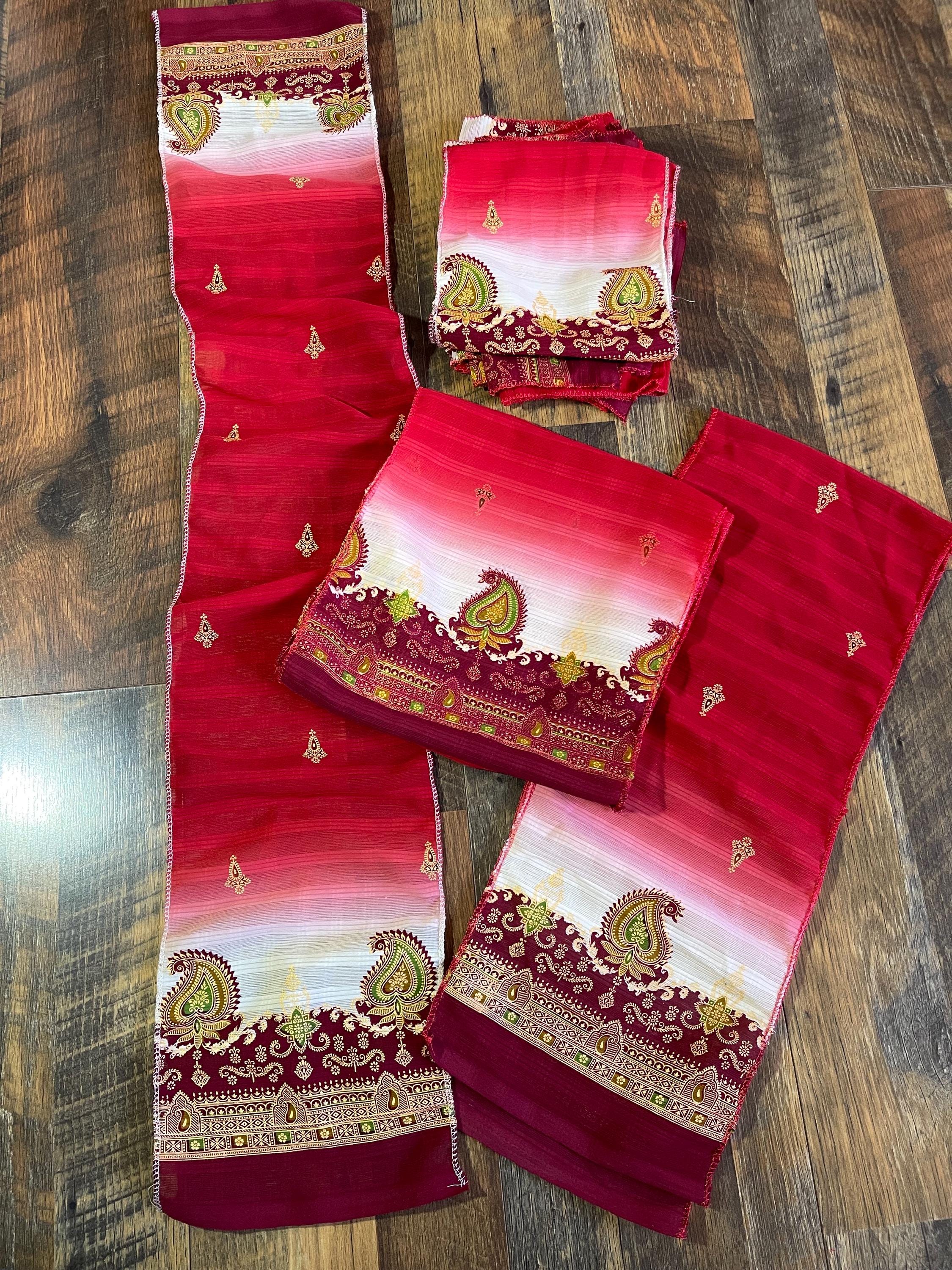 Red Indian Silk Chiffon Scarf - Etsy