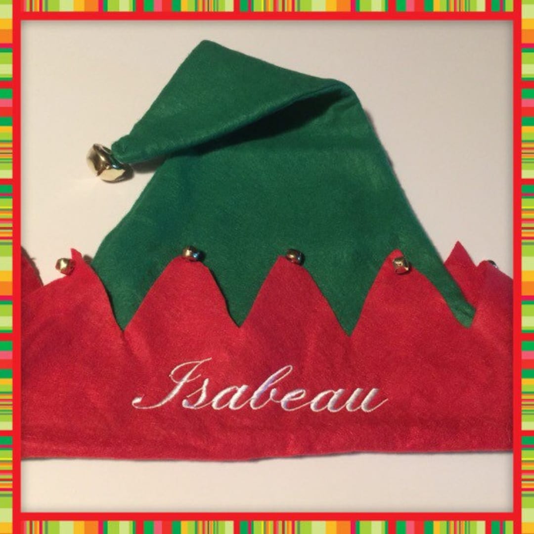 Personalized Embroidered Felt Elf Hat With Jingle Bells - Etsy