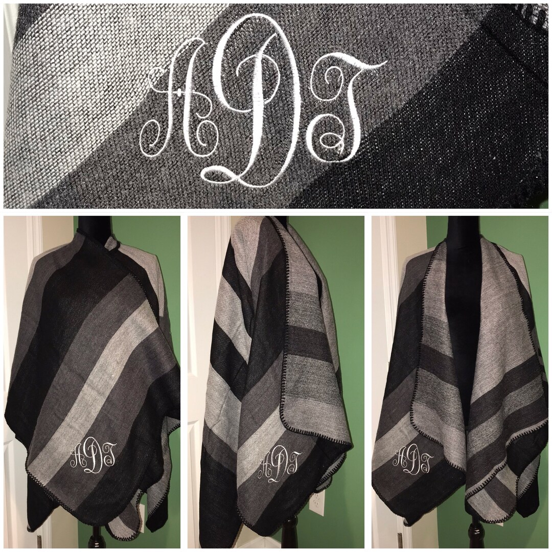 Women's Monogrammed Blanket Shawl Wrap - Etsy