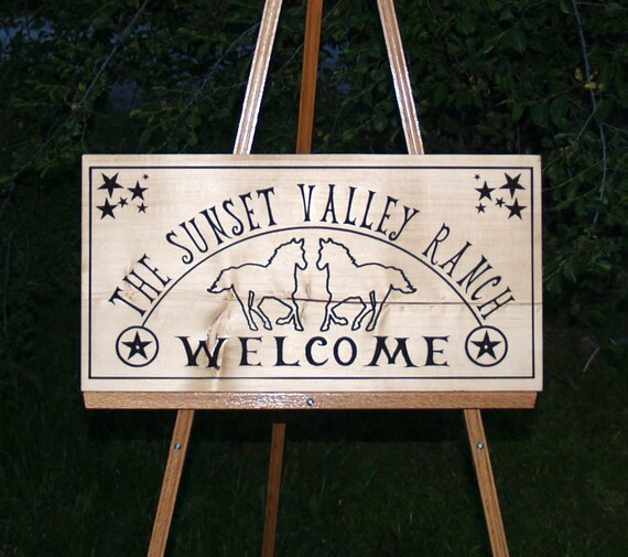 Personalized Carved Wooden Ranch Welcome Name Sign | Etsy