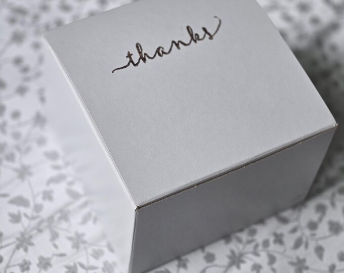 5/10/20 Boxes 5x5x3.5 White Gloss Gift Box. Stamped Thanks, Gift Box ...