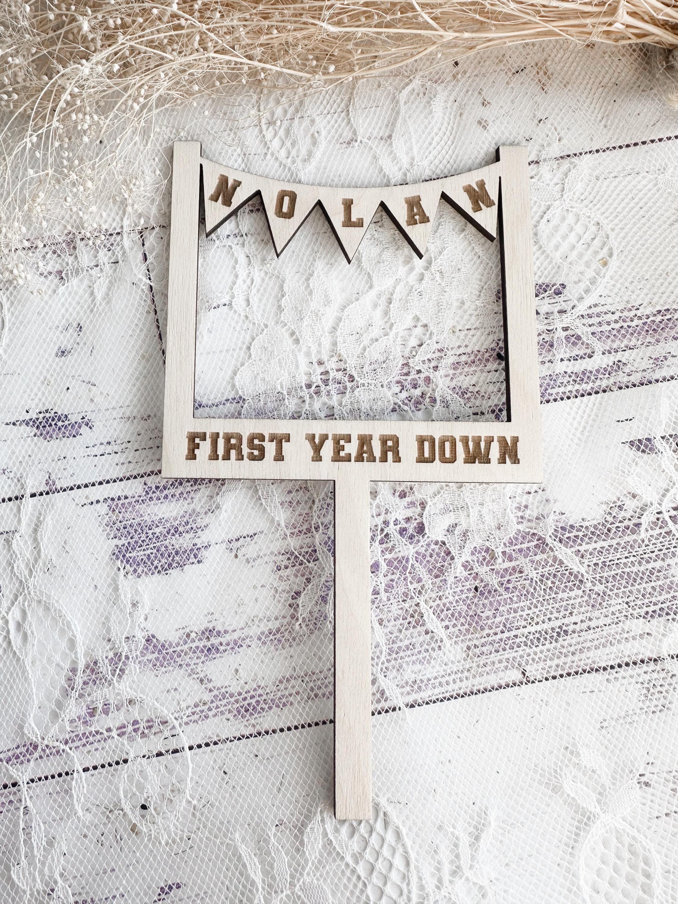 First Year Down Cake Topper, 1 Year Down, Football Cake Topper, 1st ...