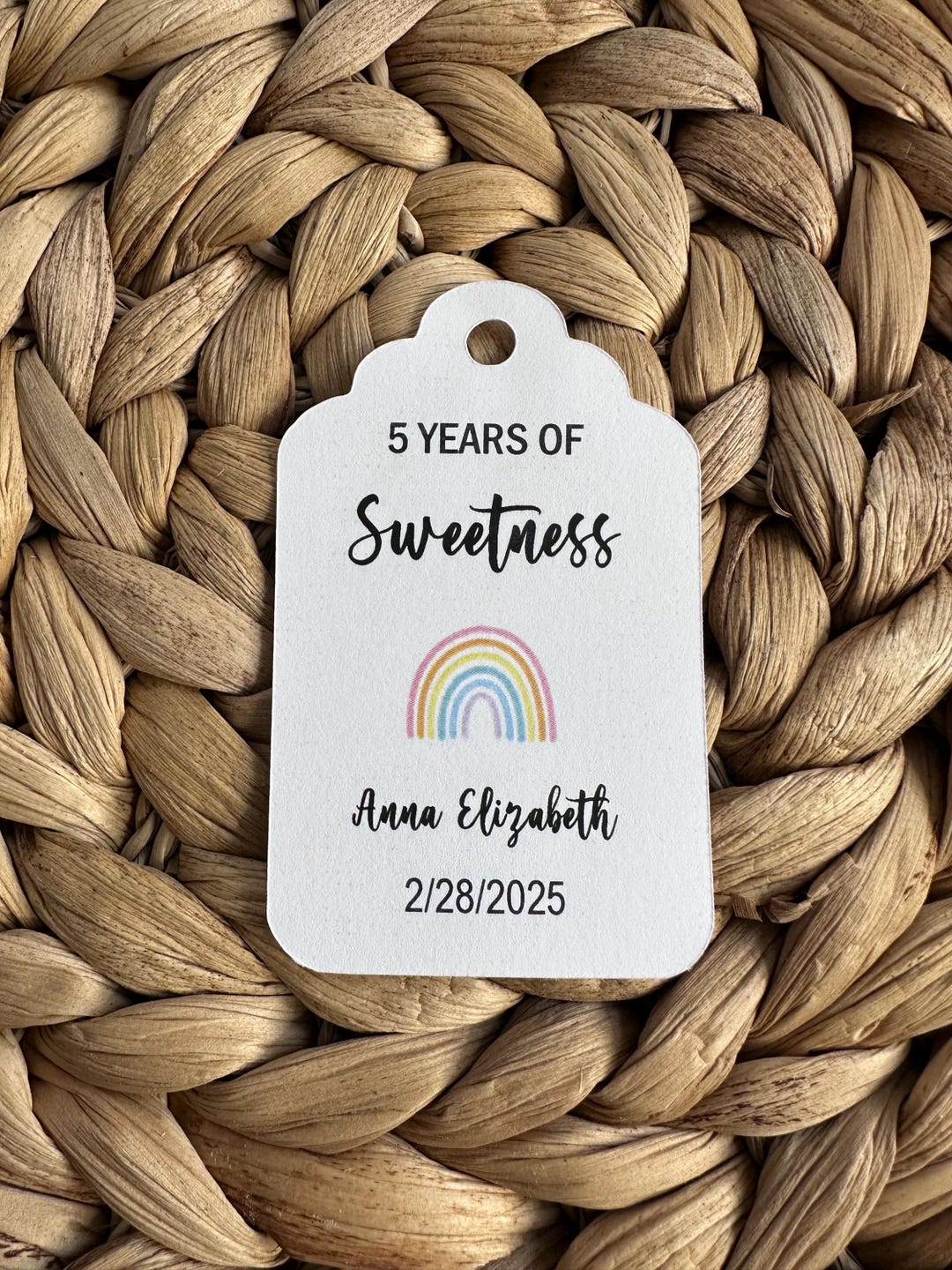 Personalized Birthday Gift Tags, 5th Birthday Party Favor Hang Tag ...