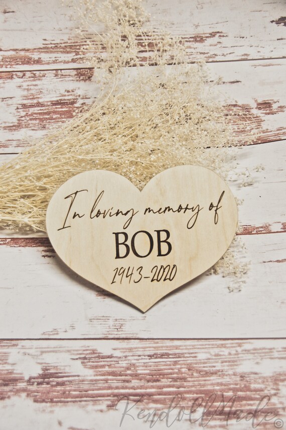 12 Wood Heart ~ In loving memory ~ Forever in our hearts ~ Always in ...