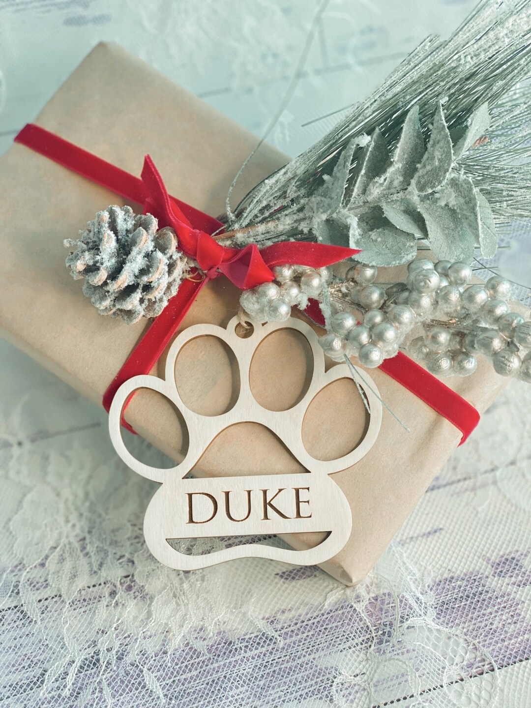 Personalized Pet Ornament for Dog Lover, Dog Paw Ornament, Custom Doggy ...