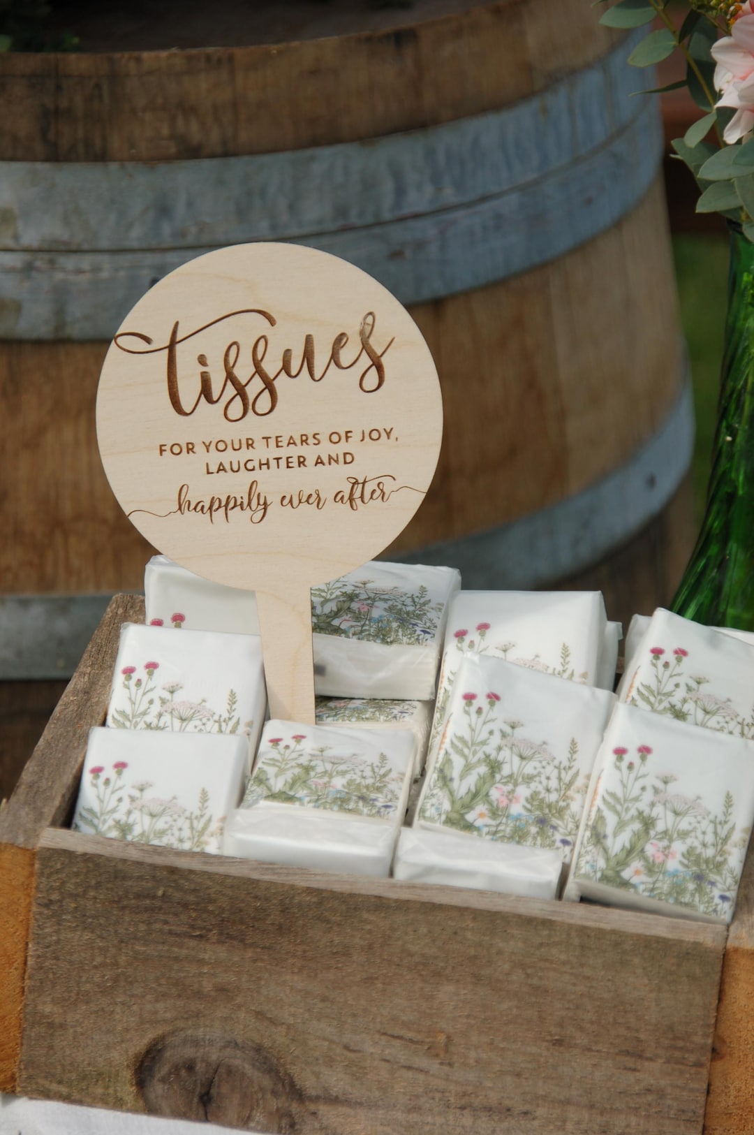 Rustic Tissue Sign for Wedding, Happy Tears Tissue Sign for Wedding ...