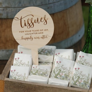 Rustic Tissue Sign for Wedding, Happy Tears Tissue Sign for Wedding ...
