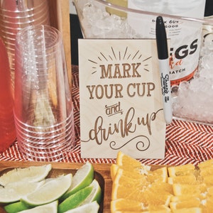 Mark Your Cup Sign, Party Cup Marker Sign, Write Your Name Sign ...