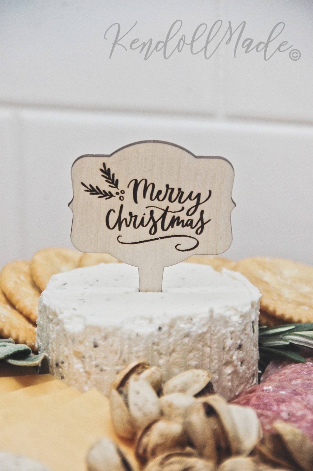 Christmas Charcuterie Board, Food Label Picks, Happy Holidays Wood ...
