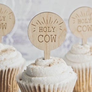 Holy Cow First Birthday Decor, Highland Cow Cupcake Toppers, Holy Cow I ...