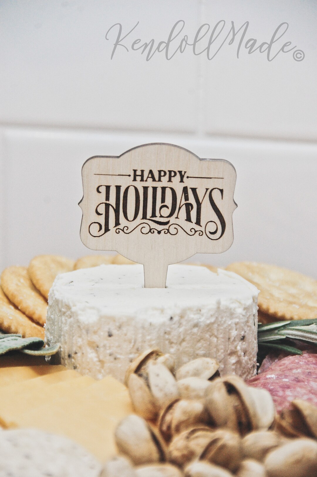 Christmas Charcuterie Board, Food Label Picks, Happy Holidays Wood ...