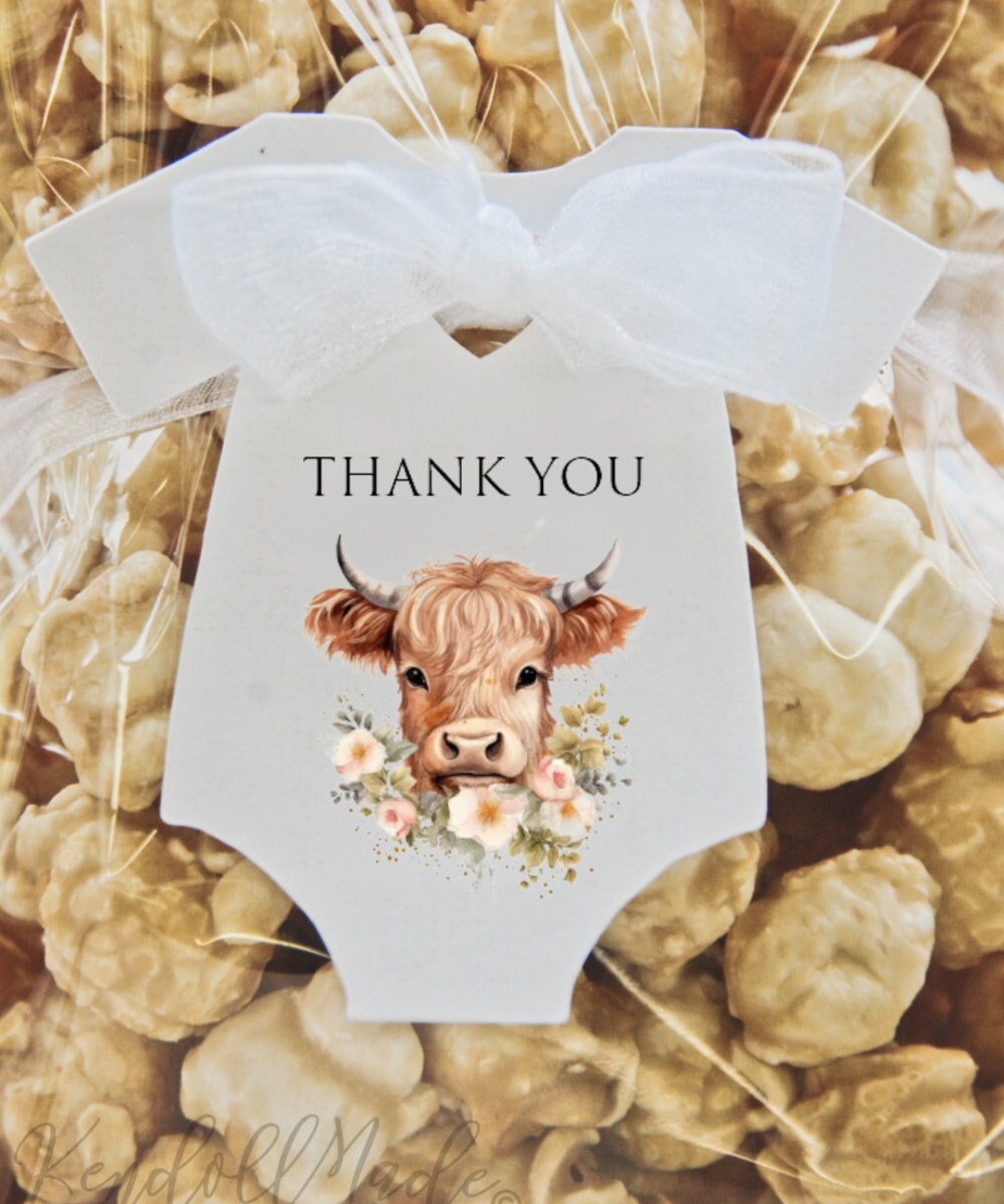 Highland Cow Baby Shower Favors, Popcorn Baby Favor Gift Tags, Cowgirl ...