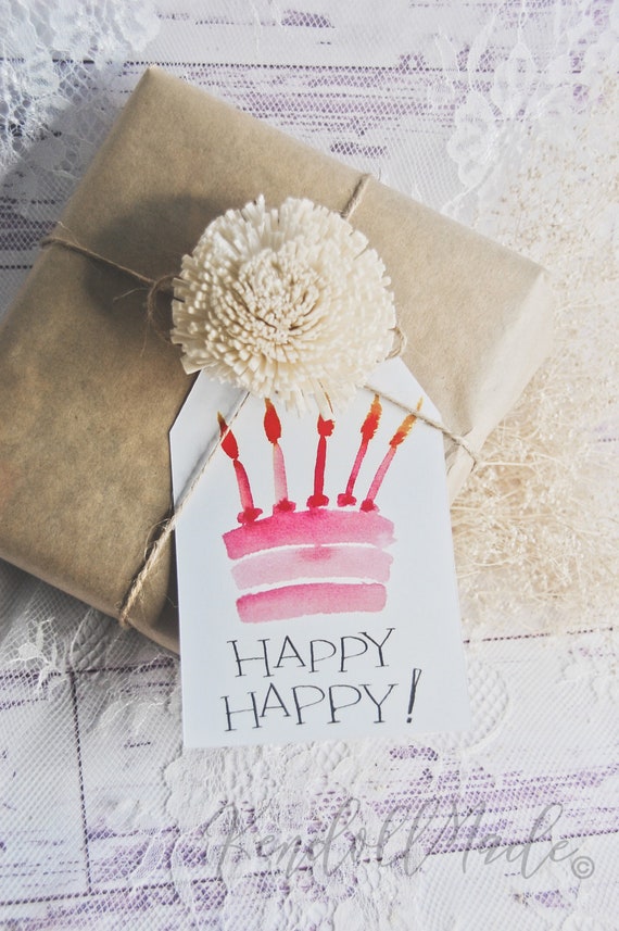 Happy Birthday Gift Tags for her, Pink Birthday Present Tag, Girlfriend ...