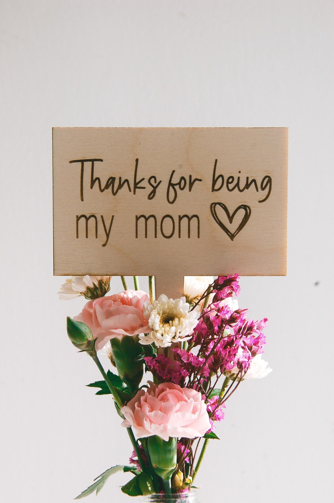 Flower Picks for Mom, Mother's Day Wood Floral Stick, Thanks for Being ...