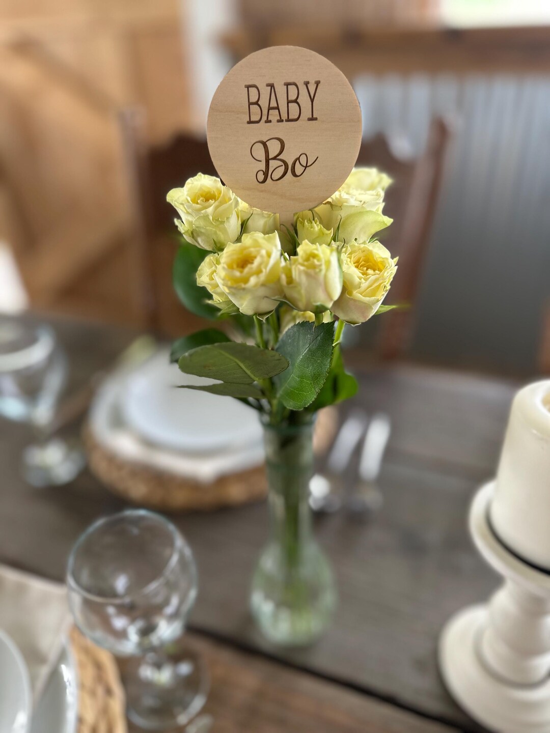Baby Shower Centerpiece, Personalized Flower Picks, Floral Pick for ...