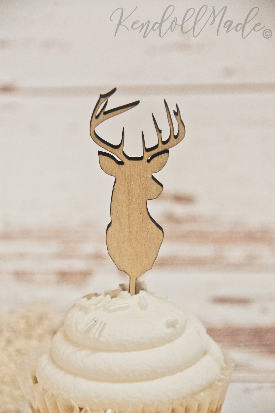 12 Wood Elk Head Cutouts ~ Antlers ~ Cupcake Toppers ~ Birthday Party ...