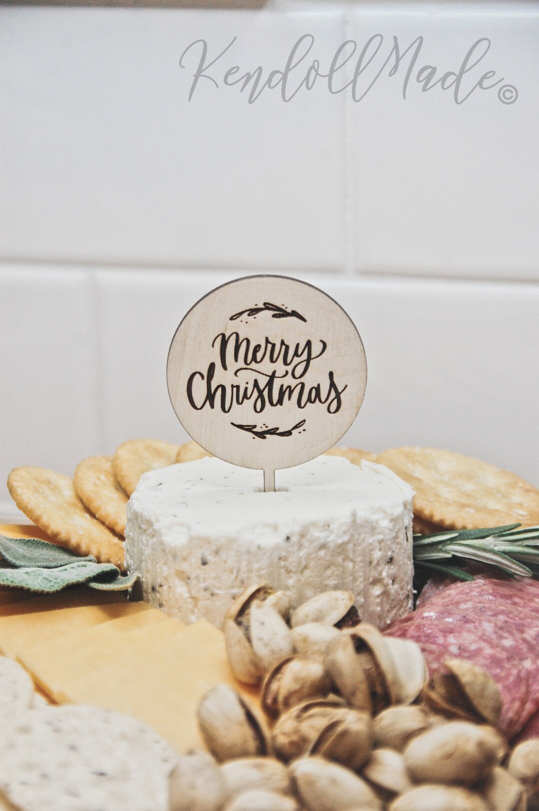 Christmas Charcuterie Board, Food Label Picks, Happy Holidays Wood ...