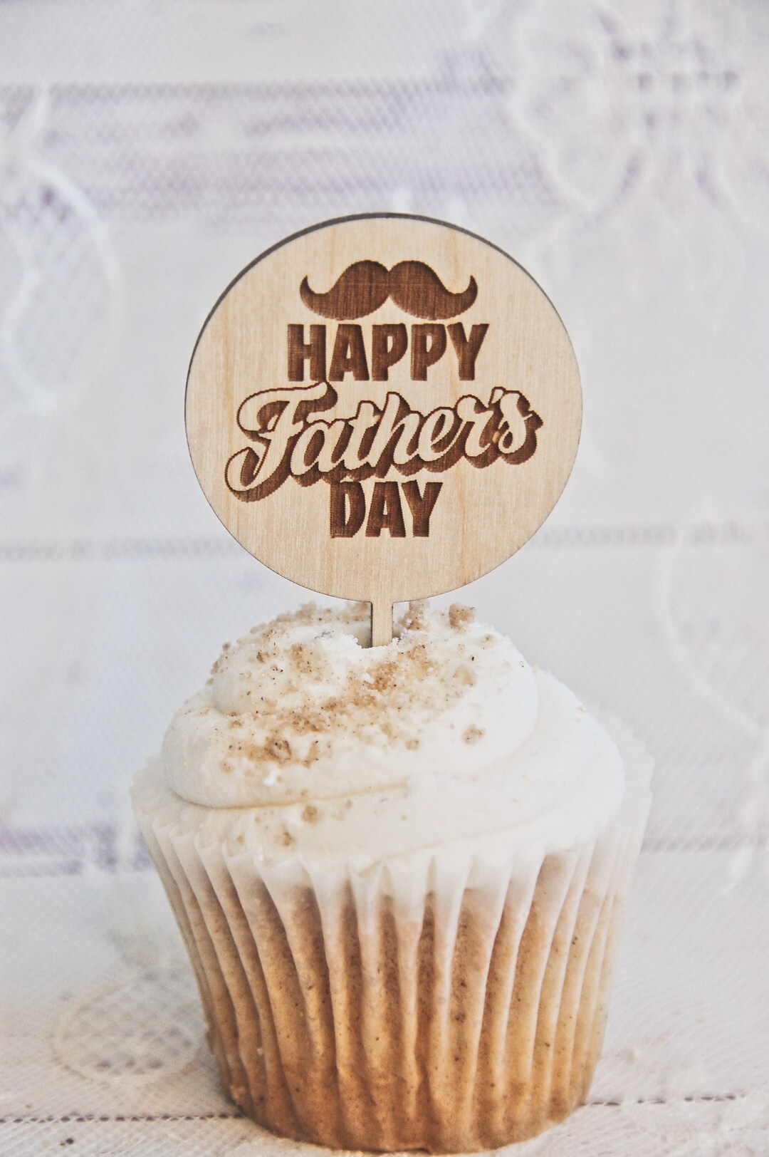 Happy Fathers Day Cupcake Toppers, Dad Wood Cupcake Picks, Mustache on ...