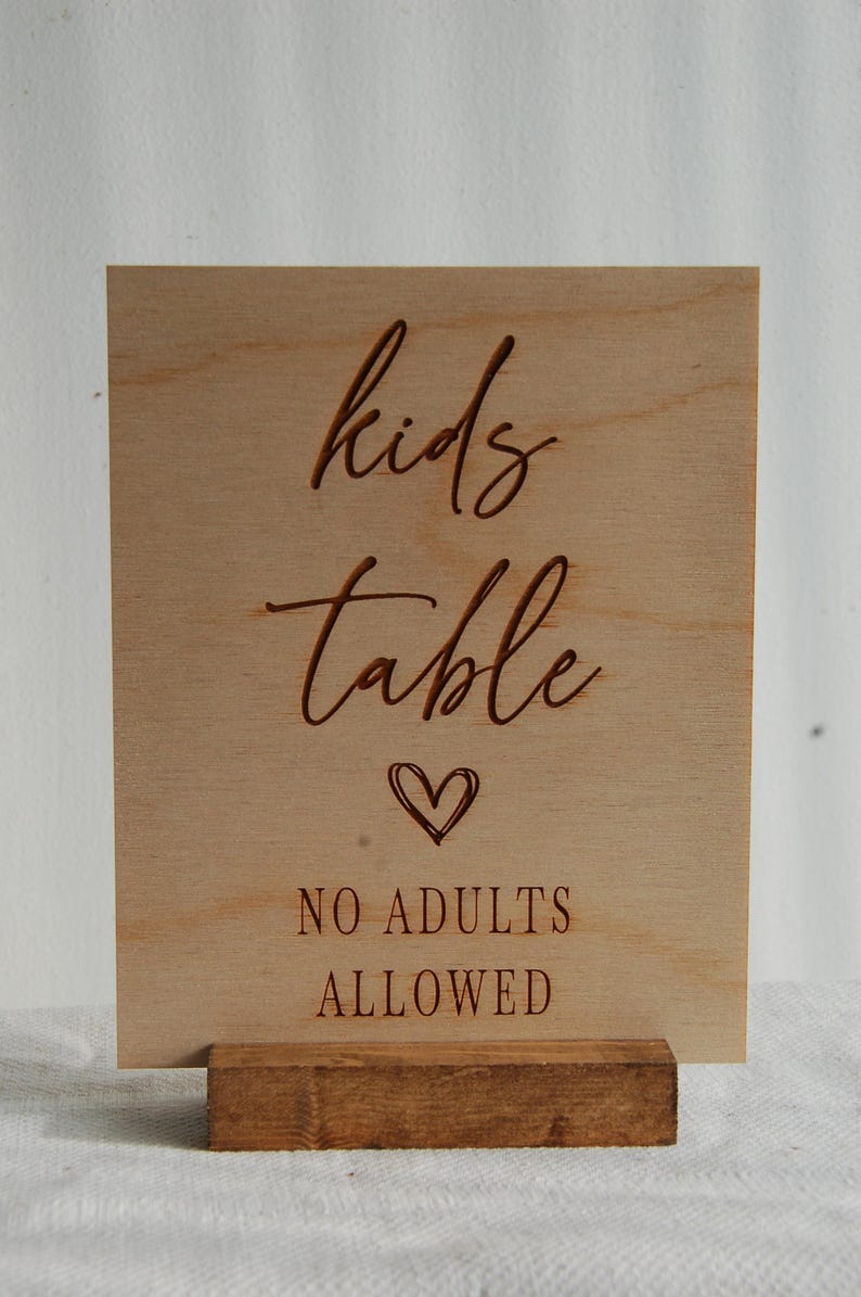 Kids Only Sign, Kids Table Wood Sign for Weddings, Kid Table Signage ...