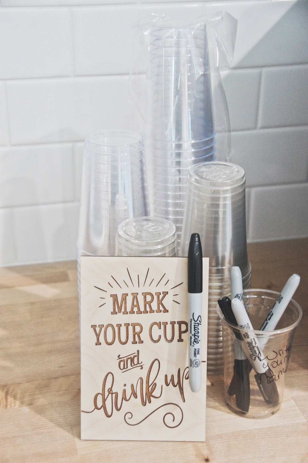Mark Your Cup Sign, Party Cup Marker Sign, Write Your Name Sign ...