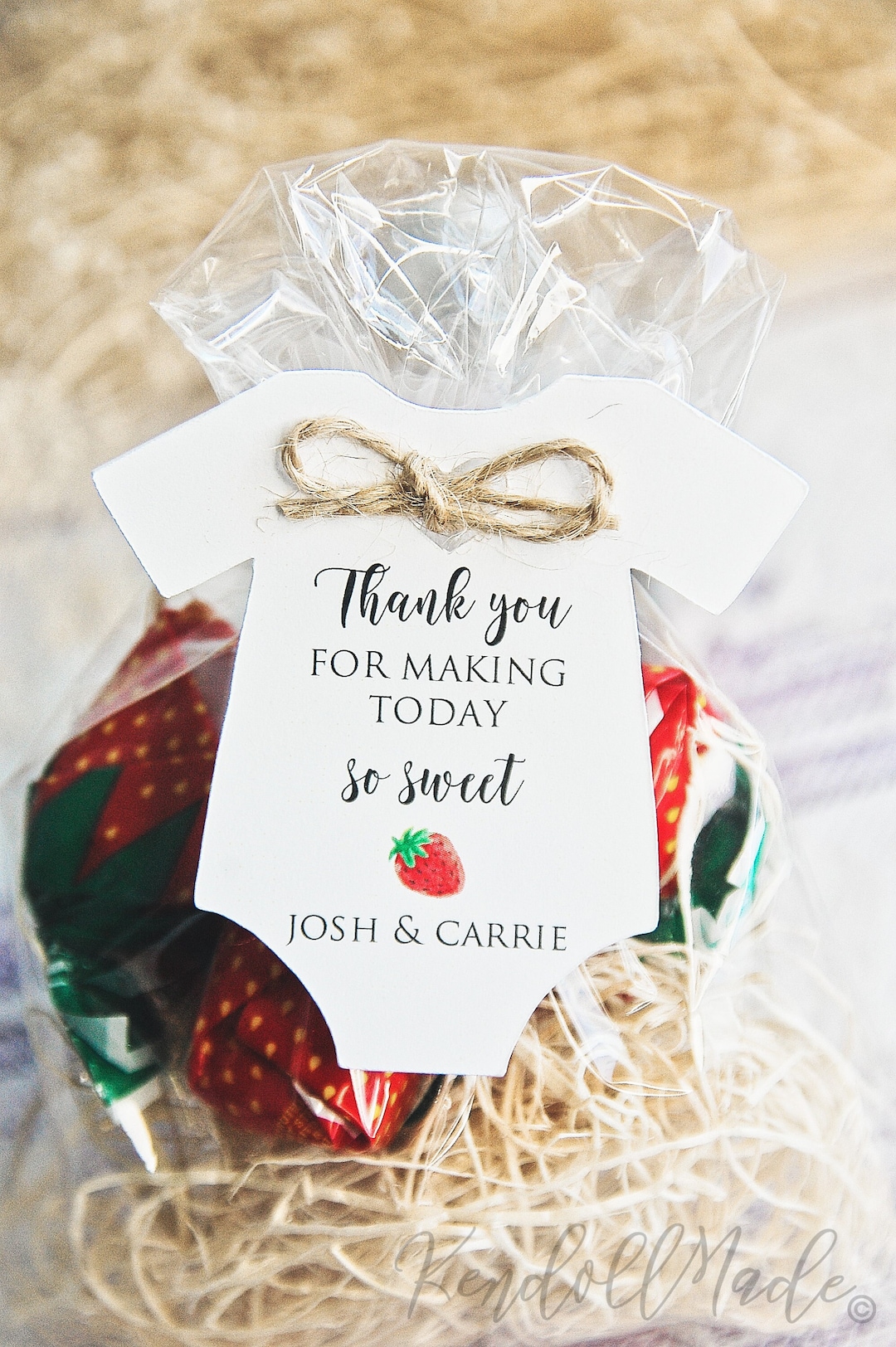 Strawberry Baby Favor Tag, Summer Baby Shower Party Favors, Red & Black ...
