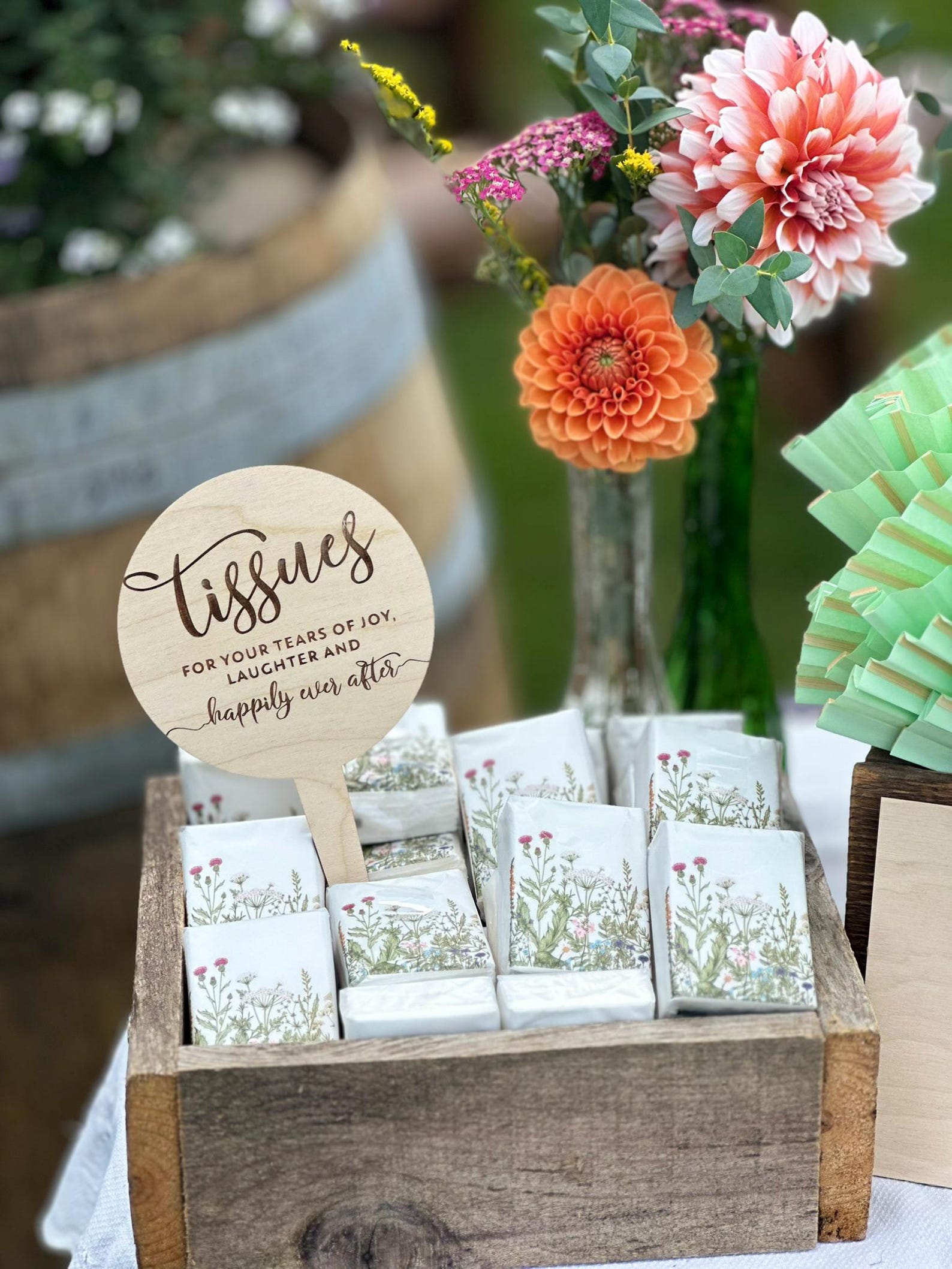 Rustic Tissue Sign for Wedding, Happy Tears Tissue Sign for Wedding ...