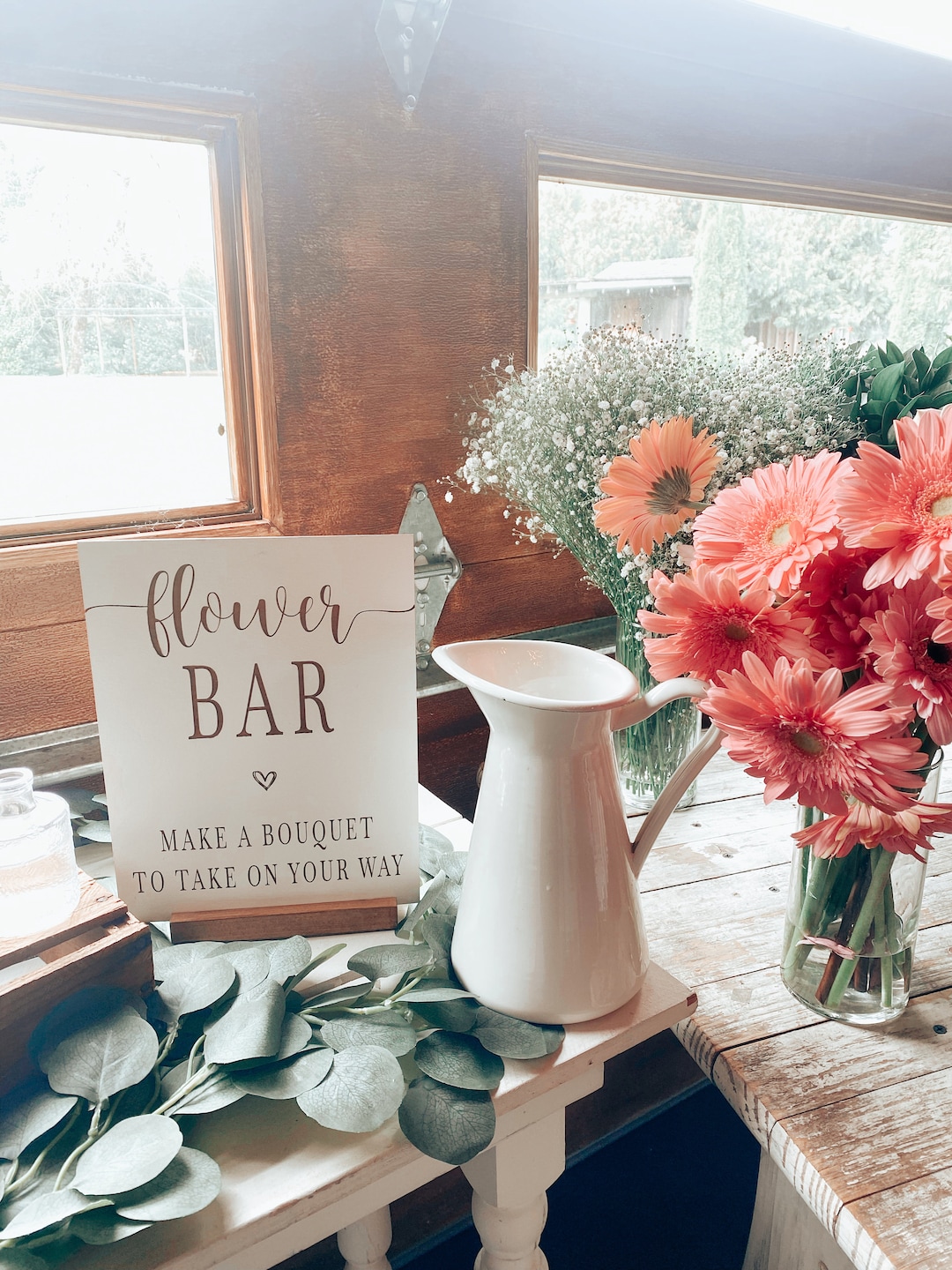 Flower Bar Sign, Wedding Flower Party Favor Table Sign, Make A Bouquet ...