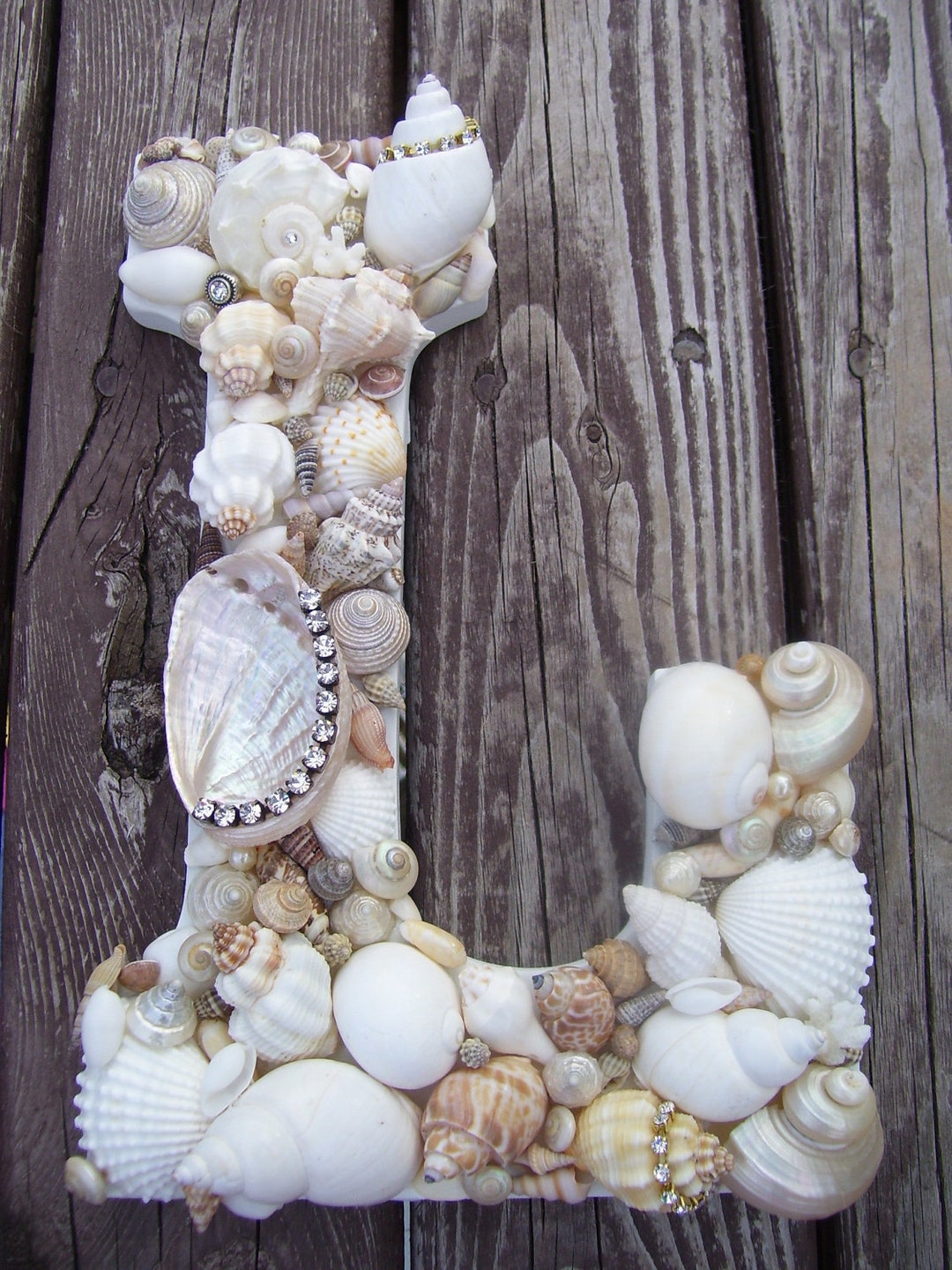 Seashell Letter Custom Shell Letter Optional Bling Accents Beach Themed ...