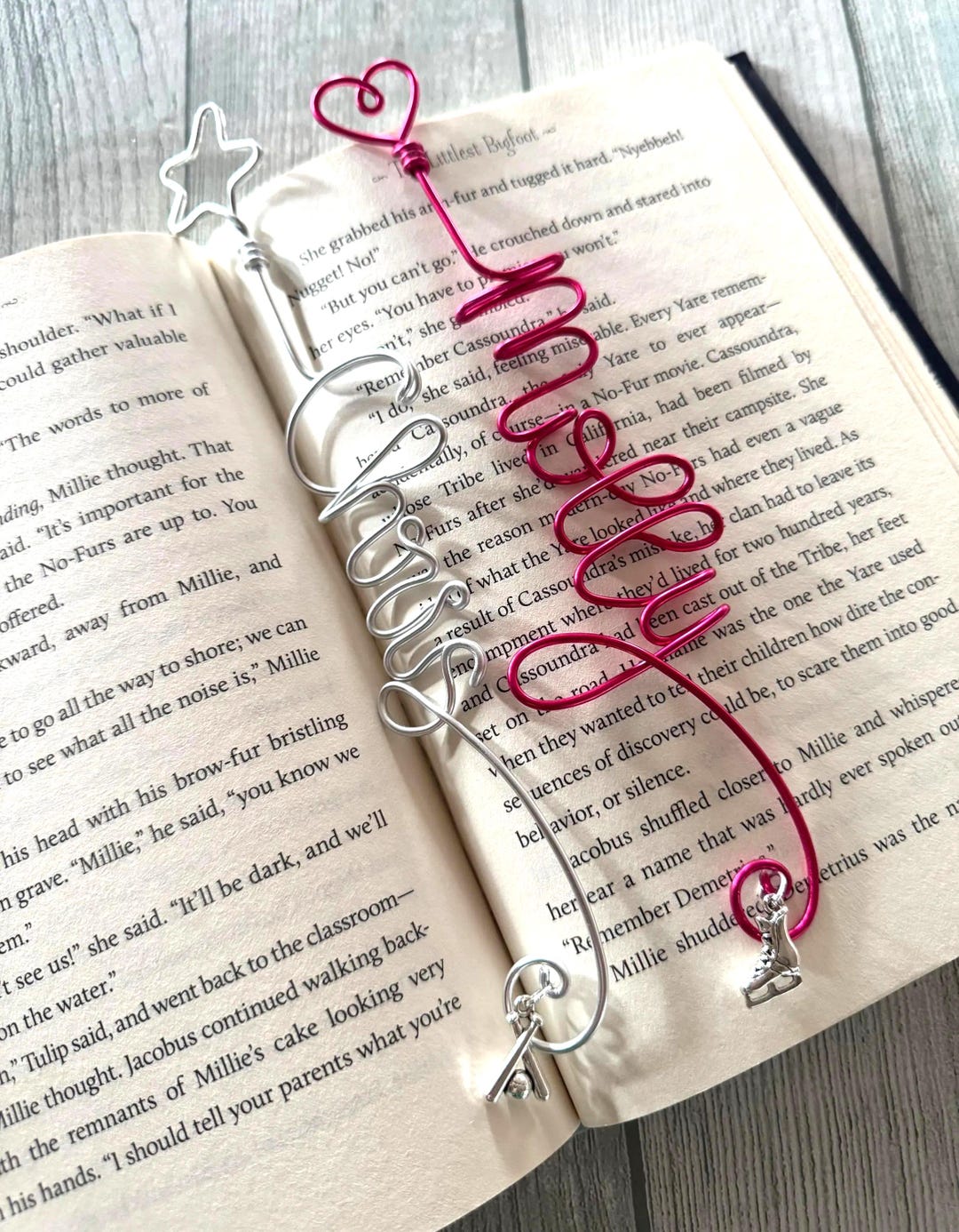 Custom Wire Bookmark - Add A Charm - Custom Name Bookmark - Wire ...