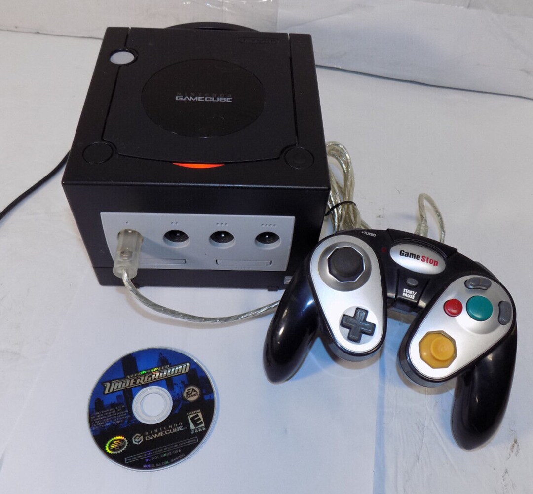 Nintendo Gamecube System DOL-001 Black W/ Power Cord RF Unit Remote 1 ...