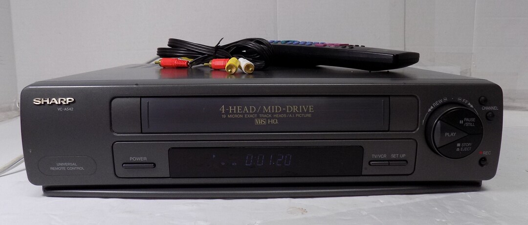 Sharp VC-A542U Mono VHS VCR Recorder Vhs Player With Remote and Cables ...
