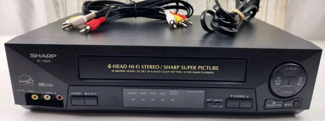 Sharp VC-H820U 4 Head VHS VCR Vhs Player With Remote, A/V Cables & Hdmi ...