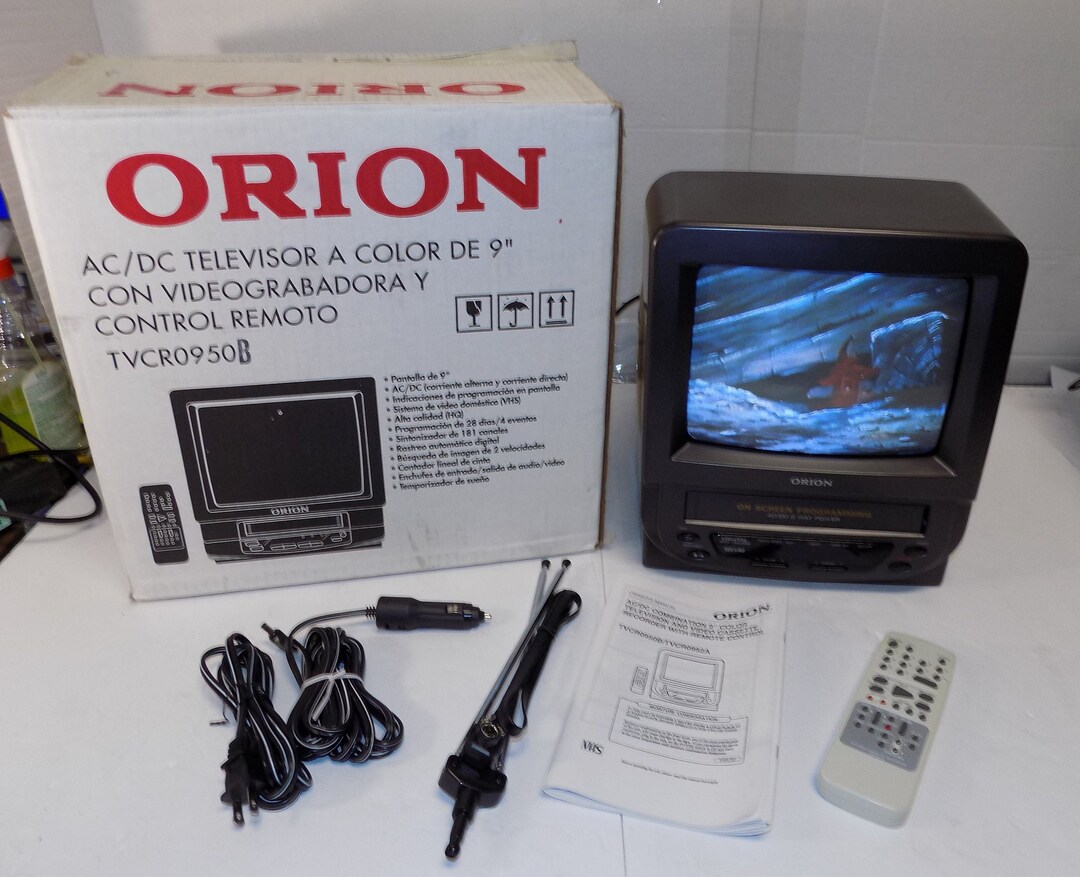 Orion TVCR0950B 9 Inch TV VCR Combo With Remote Control Car Plug Manual ...