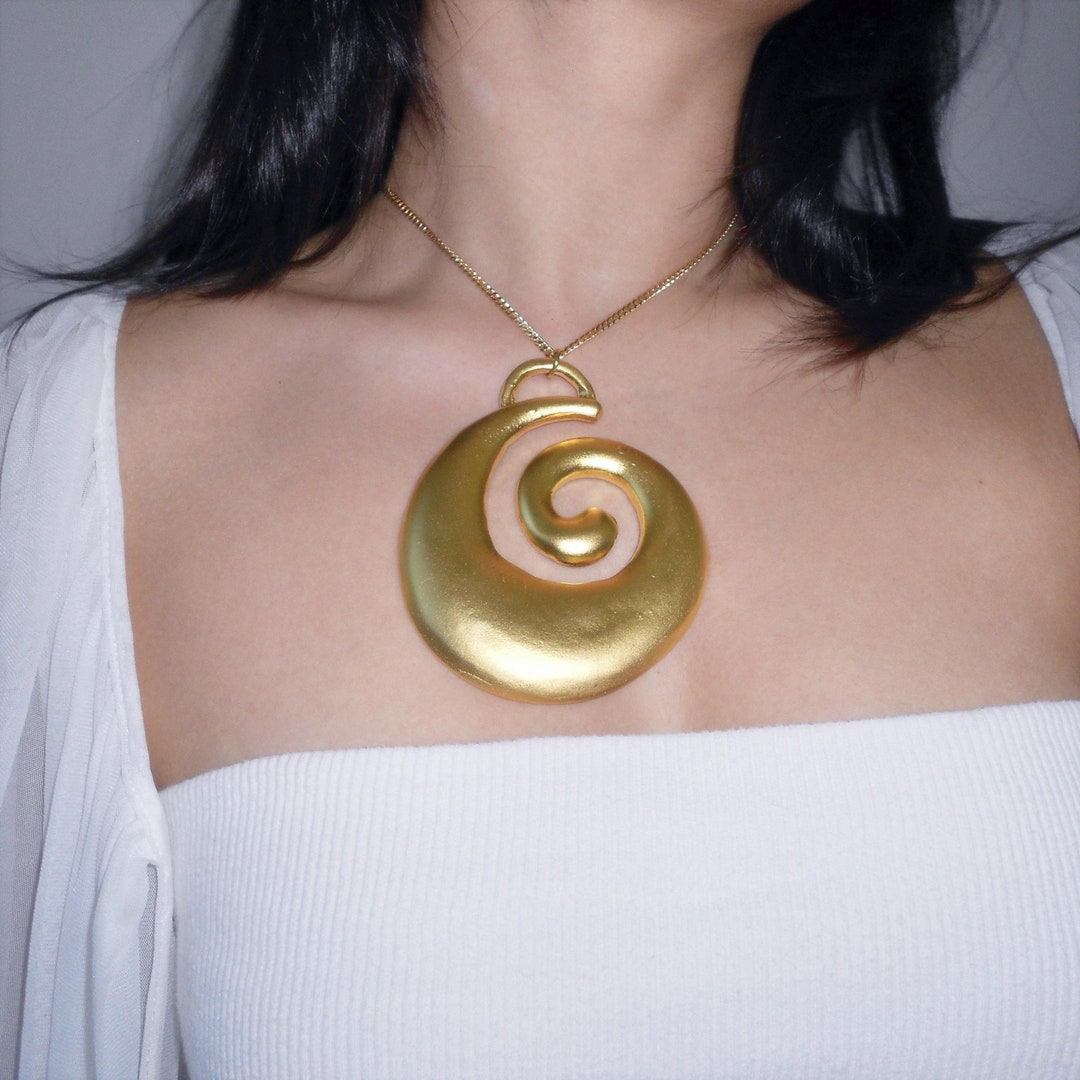 Gold Chunky Necklace - Spiral Necklace, Gold Spiral Choker, Statement ...