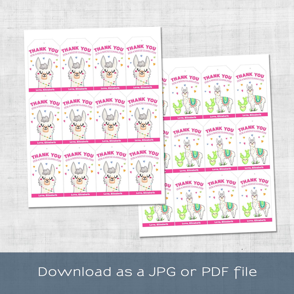 Llama Birthday Party Tags Thank You Tag Favor Tag Edit in - Etsy
