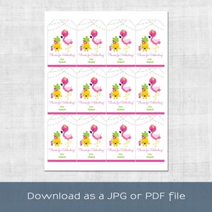 Flamingo Birthday Party Tags, Flamingle Thank You Tag, Favor Tag, Edit ...