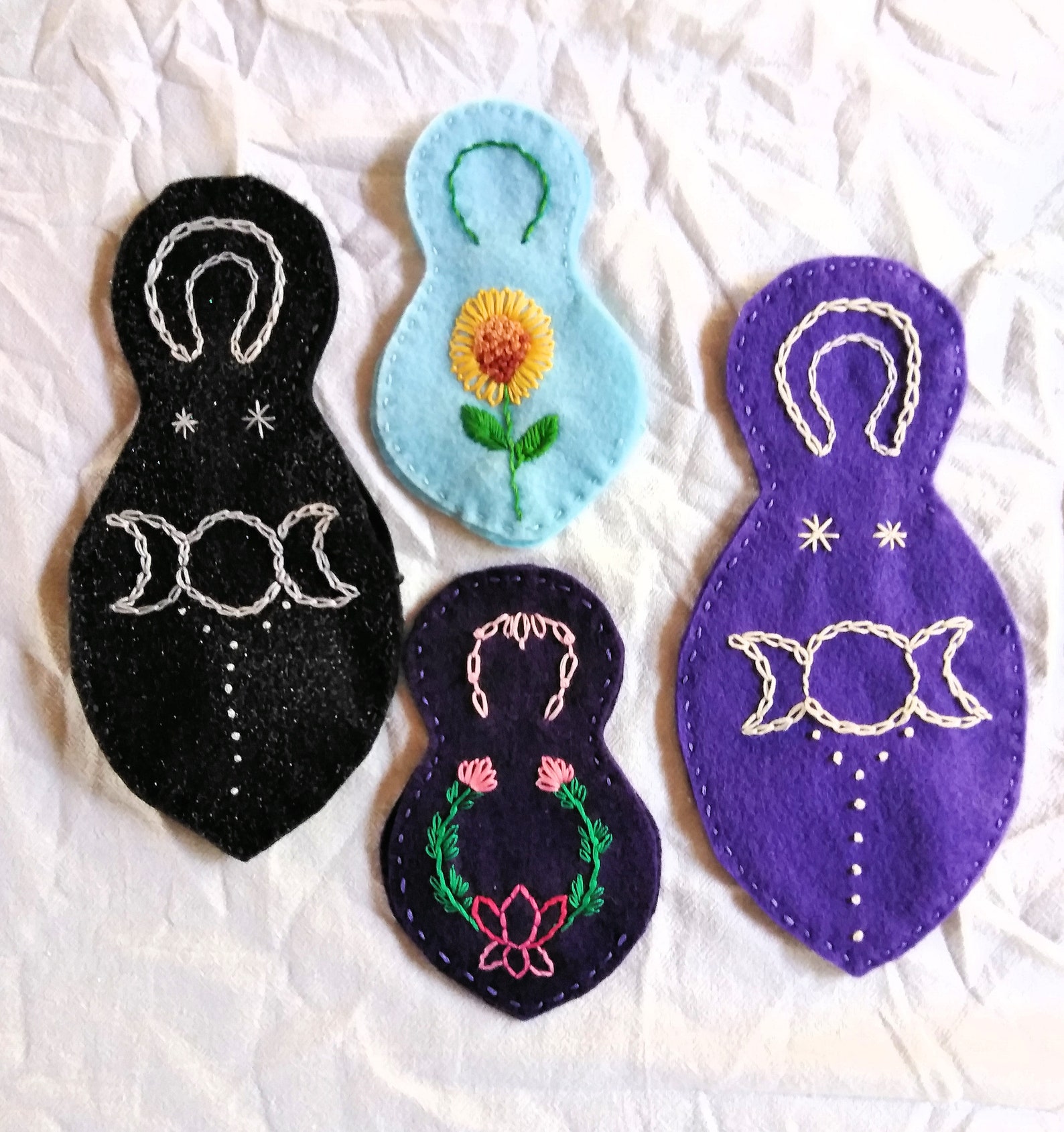 Medium Goddess Poppet Black Sparkle With Blessings Symbol - Etsy